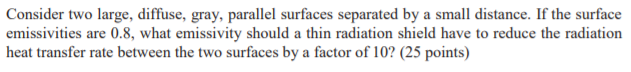 Solved Consider two large, diffuse, gray, parallel surfaces | Chegg.com