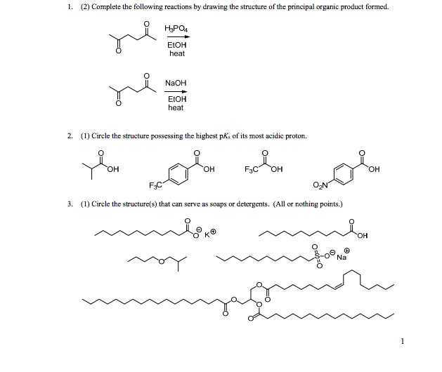 Solved 1. (2) Complete the following reactions by drawing | Chegg.com