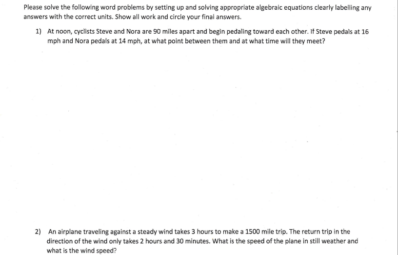 Solved Please solve the following word problems by setting | Chegg.com