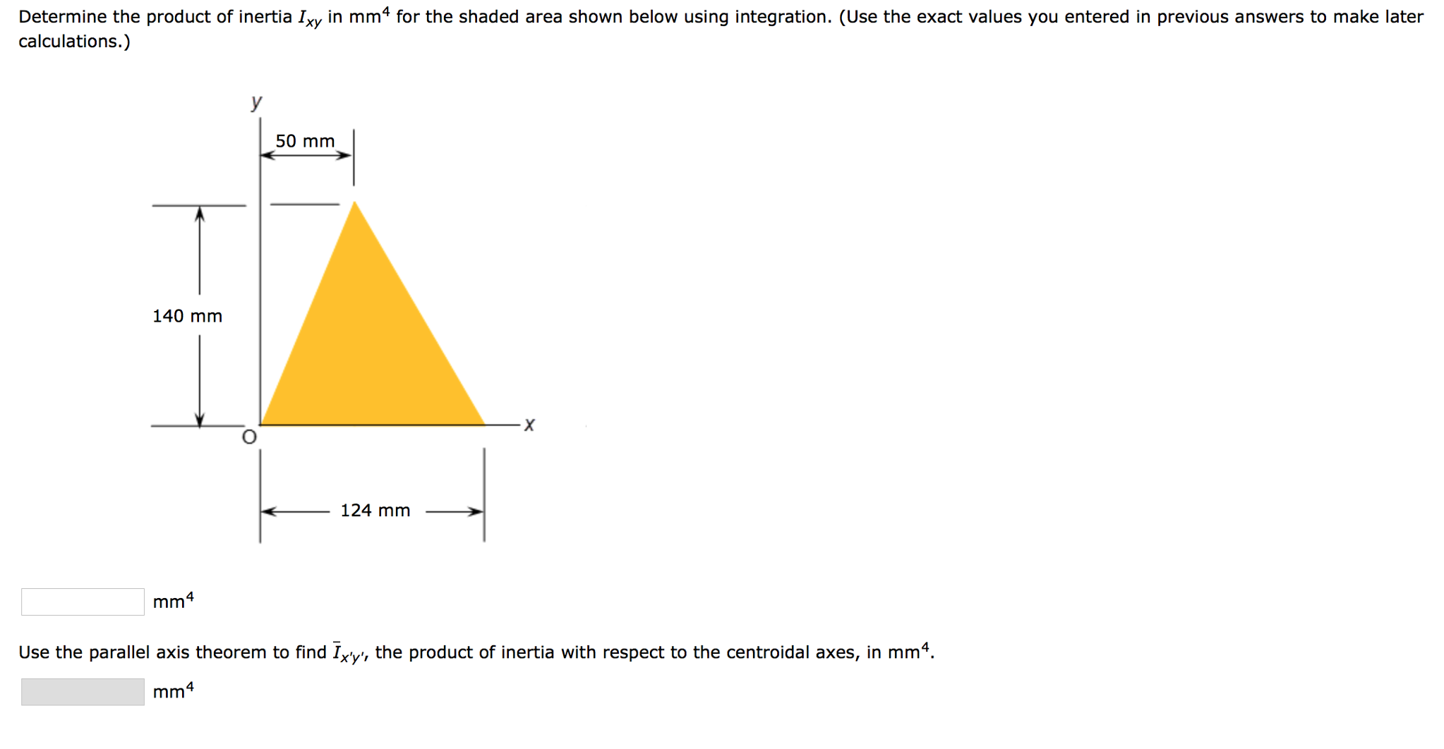 Solved Determine the product of inertia Ixy in mm4 for the | Chegg.com