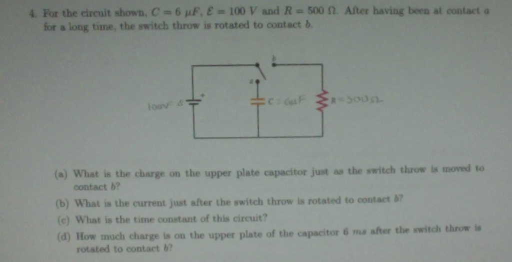 Solved For the circuit shown. C - 6 muF epsilon = 100 V and | Chegg.com