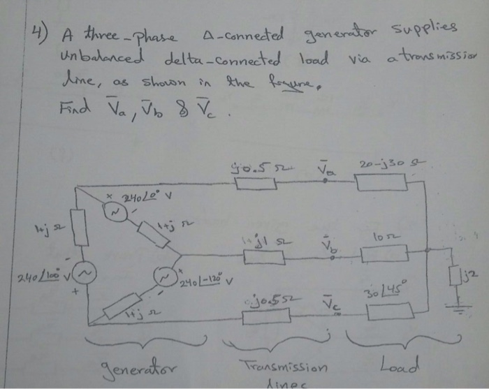 Solved A three - Phase delta - connected generator supplies | Chegg.com