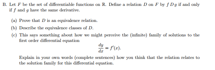 Solved Let F be the set of differentiable functions on R. | Chegg.com