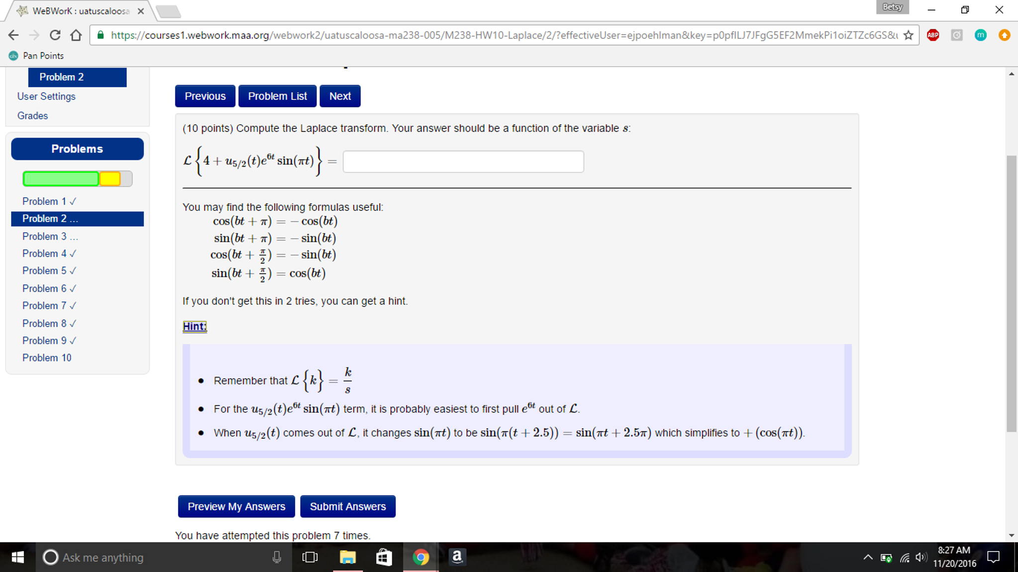 Solved Compute the Laplace transform. Your answer should be | Chegg.com