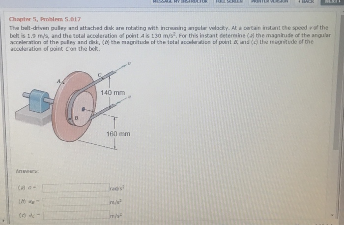 Solved The belt-driven pulley and attached disk are rotating | Chegg.com
