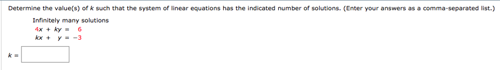 Solved Determine The Value S Of K Such That The System Of