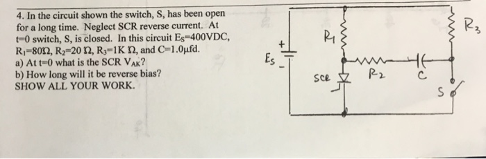 Solved In the circuit shown the switch, S, has been open for | Chegg.com