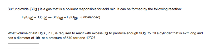 Solved Sulfur dioxide (SO2) is a gas that is a pollutant | Chegg.com