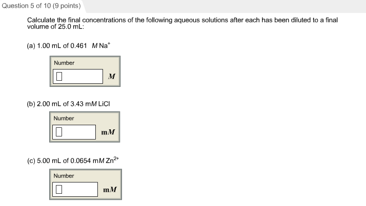 Solved Calculate the final concentrations of the following | Chegg.com
