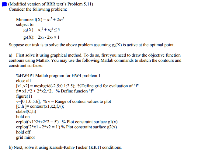 Solved Consider The Following Problem Minimize F X