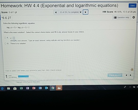 Solved Homework: HW 4.4 (Exponential and logarithmic | Chegg.com