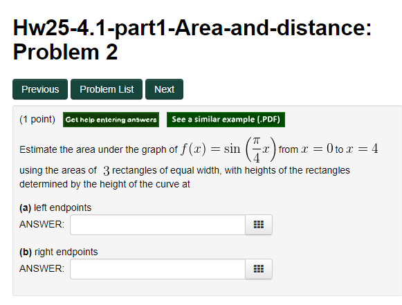 Solved Hw25-4.1-part1-Area-and-distance: Problem 2 Previous | Chegg.com