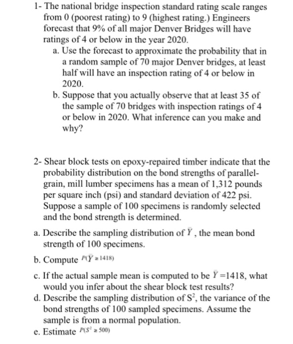 Solved The national bridge inspection standard rating scale | Chegg.com