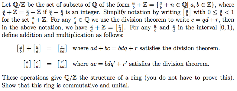 Solved Let Q/Z be the set of subsets of Q of the form a/b + | Chegg.com