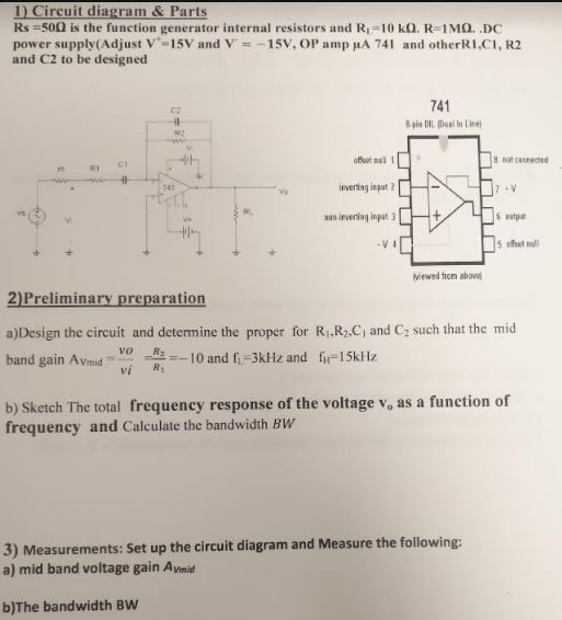 Solved Circuit diagram & Parts Rs = 50 Ohm is the function | Chegg.com