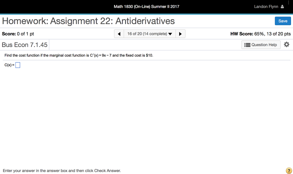 Solved Find The Cost Function If The Marginal Cost Functi