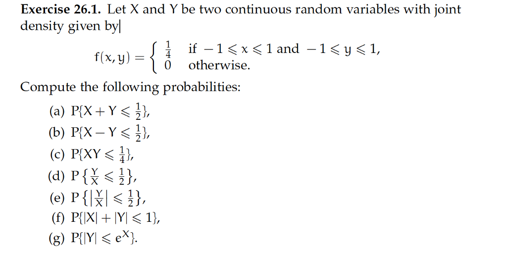 Solved Exercise 26.1. Let X and Y be two continuous random | Chegg.com