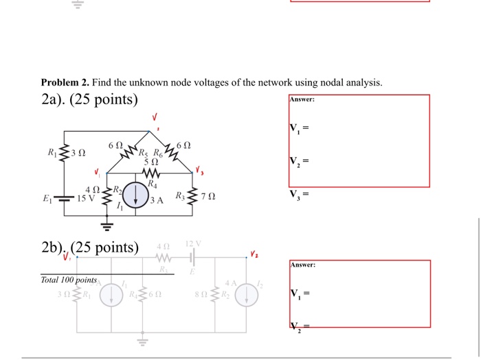 Solved Find the unknown node voltages of the network using | Chegg.com
