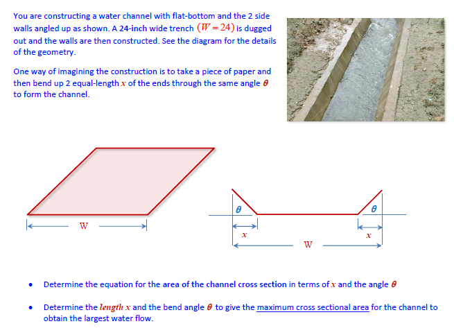 Solved You are constructing a water channel with flat-bottom | Chegg.com