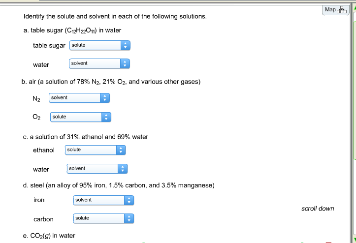 Solved Identify the solute and solvent in each of the | Chegg.com