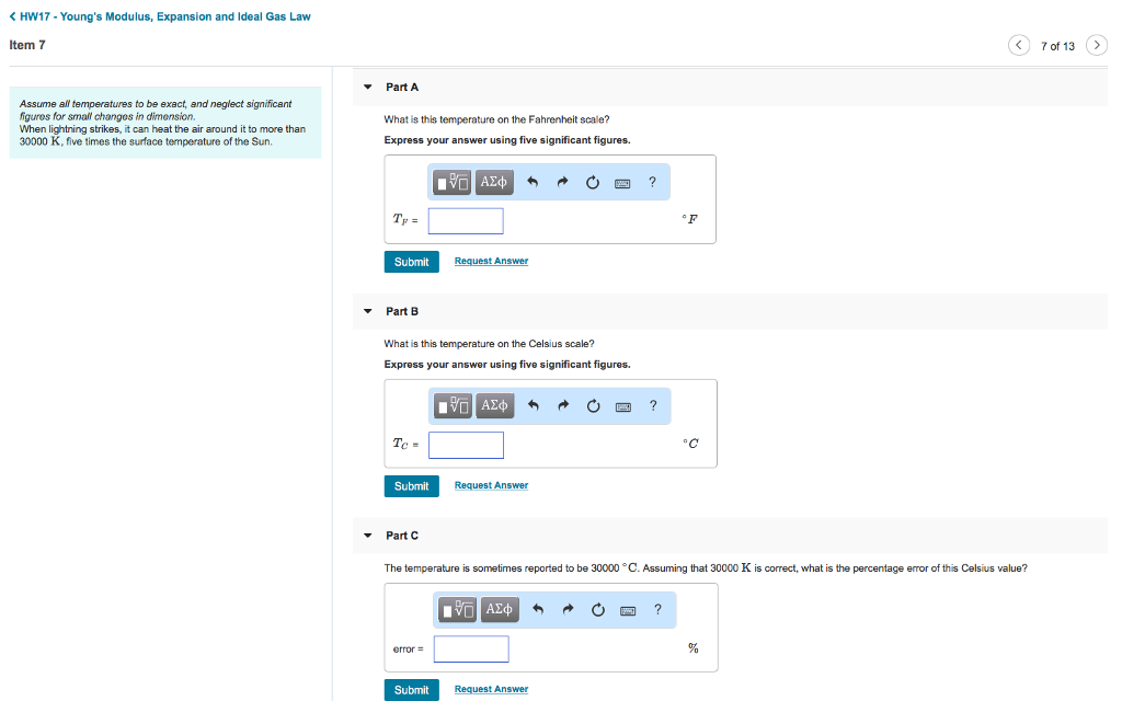 Solved HW17-Young's Modulus, Expansion and ideal Gas Law | Chegg.com