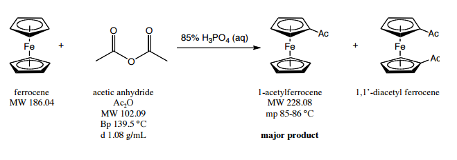 Solved Fe ferrocene MW 186.04. acetic anhydride AcaO MW | Chegg.com