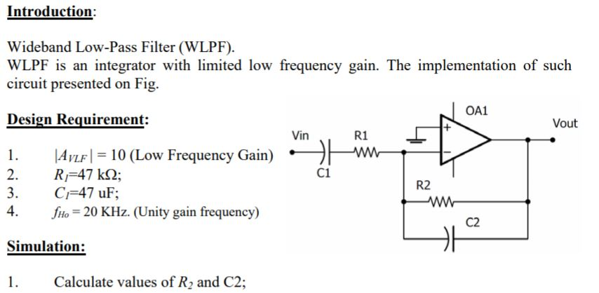 Solved Introduction: Wideband Low-Pass Filter (WLPF). WLPF | Chegg.com
