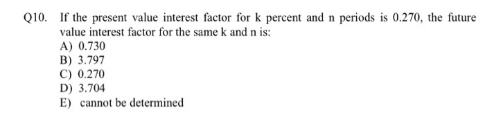 Solved If the present value interest factor for k percent | Chegg.com