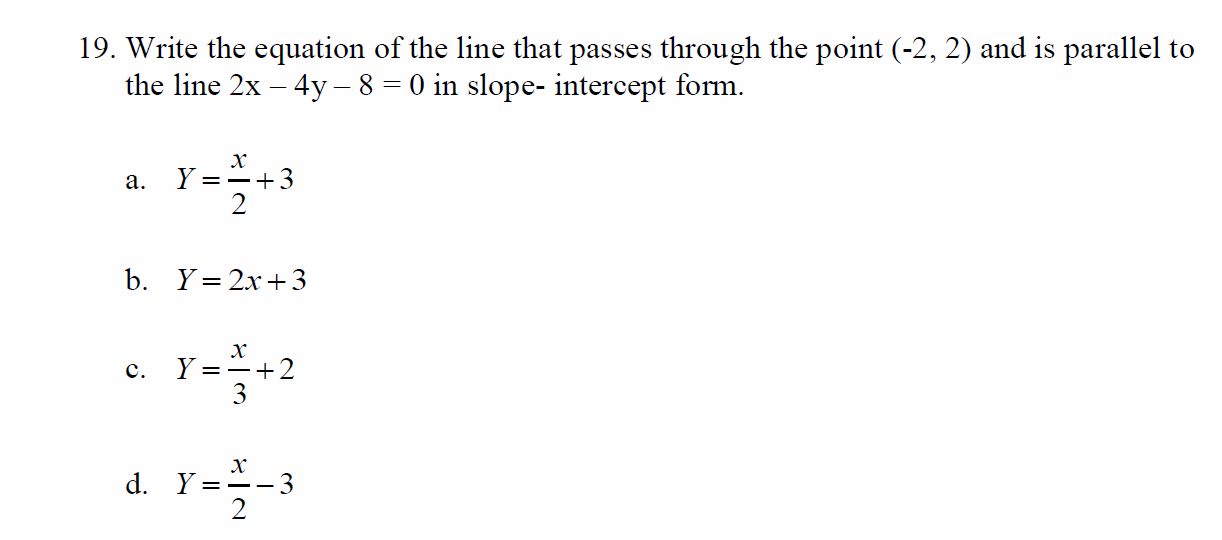 Solved Write The Equation Of The Line That Passes Through