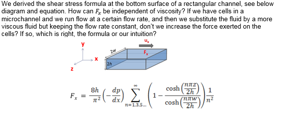 Solved We derived the shear stress formula at the bottom | Chegg.com