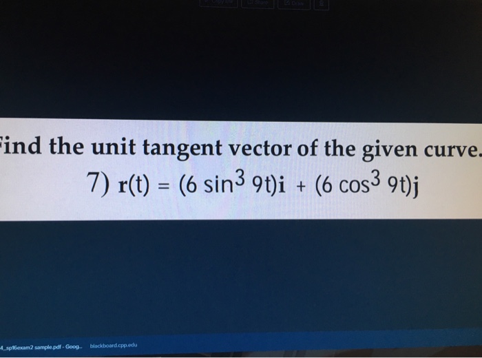 Solved Find the unit tangent vector of the given curve. | Chegg.com