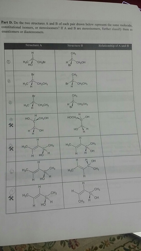 Solved Part D. Do the two structures A and B of each pair | Chegg.com