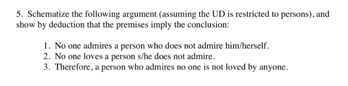 Solved Schematize the following argument (assuming the UD is | Chegg.com
