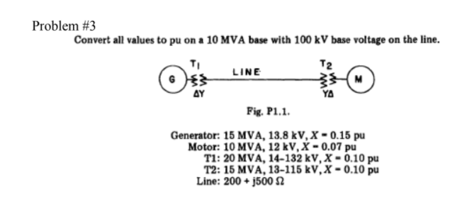 Solved Problem #3 Convert all values to pu on a 10 MVA base | Chegg.com