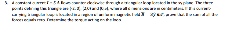 Solved A constant current I = 5A flows counter-clockwise | Chegg.com