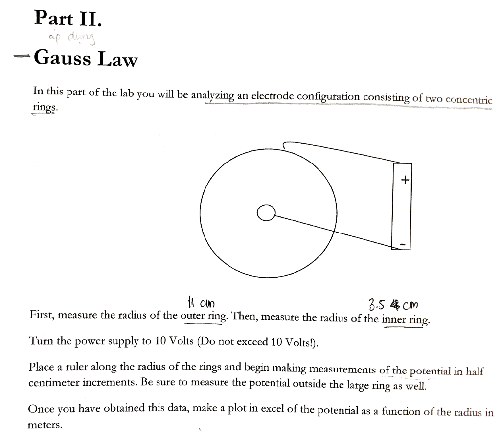 Part II ap dun -Gauss Law In this part of the lab you | Chegg.com
