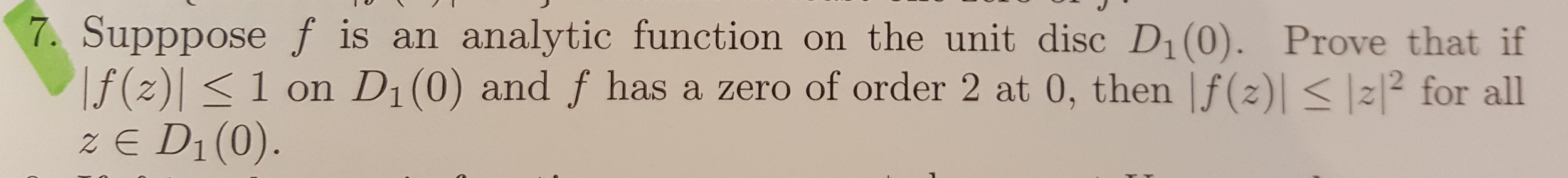 Solved Suppose f is an analytic function on the unit disc | Chegg.com