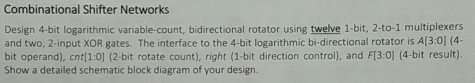 Solved Combinational Shifter Networks Design 4-bit | Chegg.com