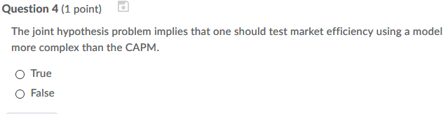 Solved Question 4 (1 point) The joint hypothesis problem | Chegg.com