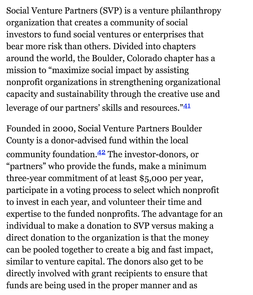 Solved Social Venture Partners (SVP) is a venture | Chegg.com