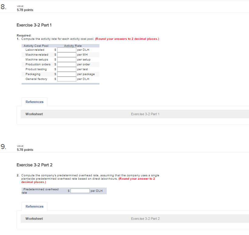 Solved Exercise 3-2 Compute Activity Rates [LO2] | Chegg.com
