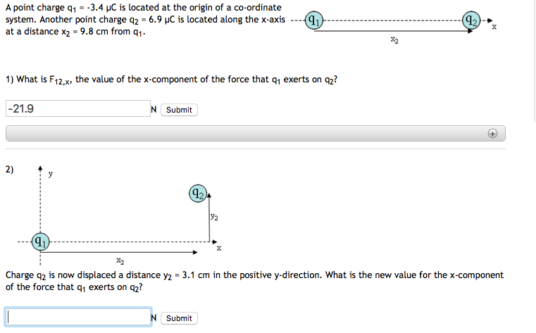 Solved A point charge q1--3.4 HC is located at the origin of | Chegg.com