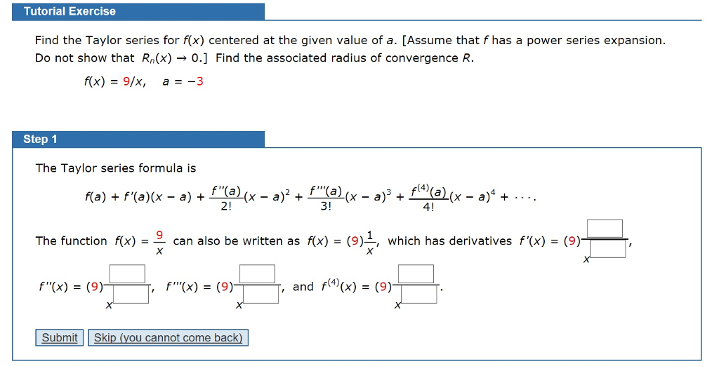 Solved Tutorial Exercise Find the Taylor series for#x) | Chegg.com