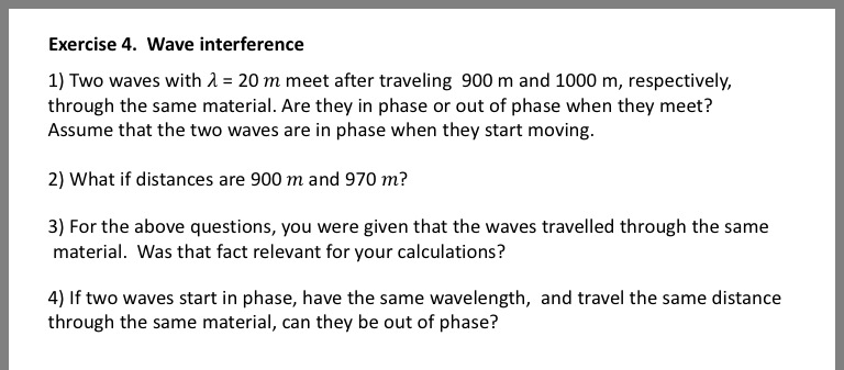 Solved Wave interference 1) Two waves with lambda = 20 m | Chegg.com