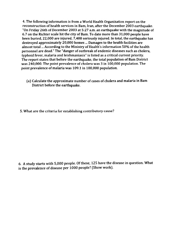 Solved Public Health Problem Set Please show your work for | Chegg.com