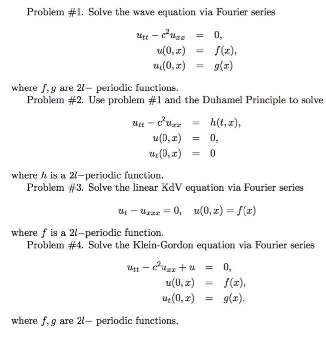 Solved Solve the wave equation via Fourier series u_tt - c^2 | Chegg.com