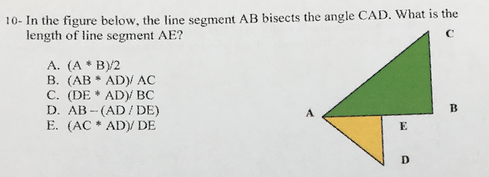 Solved If The Figure Below The Line Segment Ab Bisects The