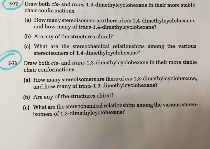 Solved 5-72 Draw both cis- and trans-1,4-dimethylcyclohexane | Chegg.com