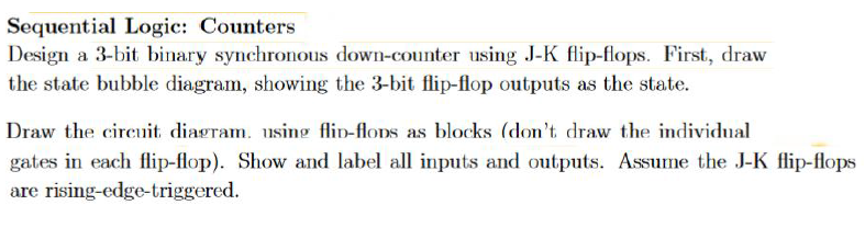 Solved Design a 3-bit binary synchronous down-counter using | Chegg.com