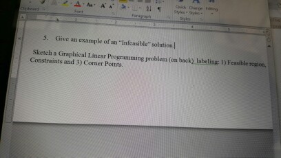Solved Give an example of an "Infeasible" solution.| Sketch | Chegg.com